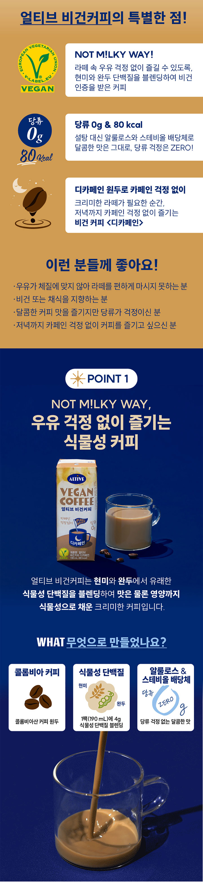 메가커피 공식 쇼핑몰 : CJ 얼티브 비건커피 디카페인 190mL 4개세트