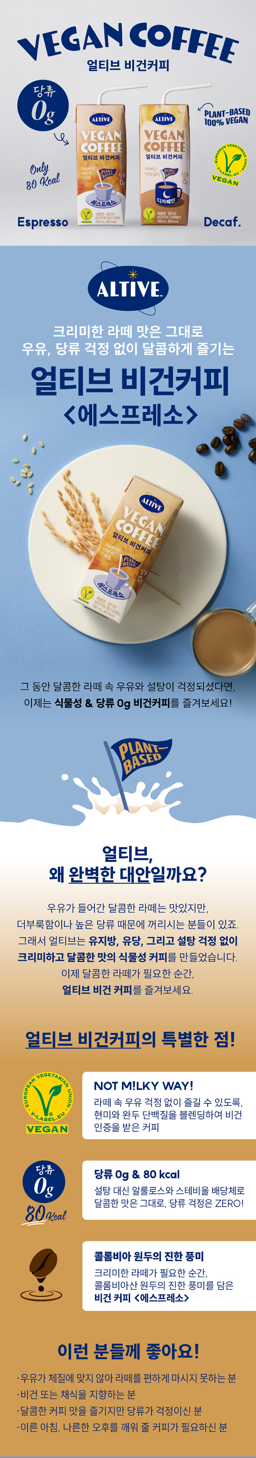 메가커피 공식 쇼핑몰 : CJ 얼티브 비건커피 에스프레소 190mL 4개세트